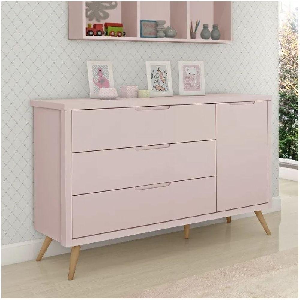 Comoda Sapateira Comoda Mdf 3 Gavetas rosê | MadeiraMadeira