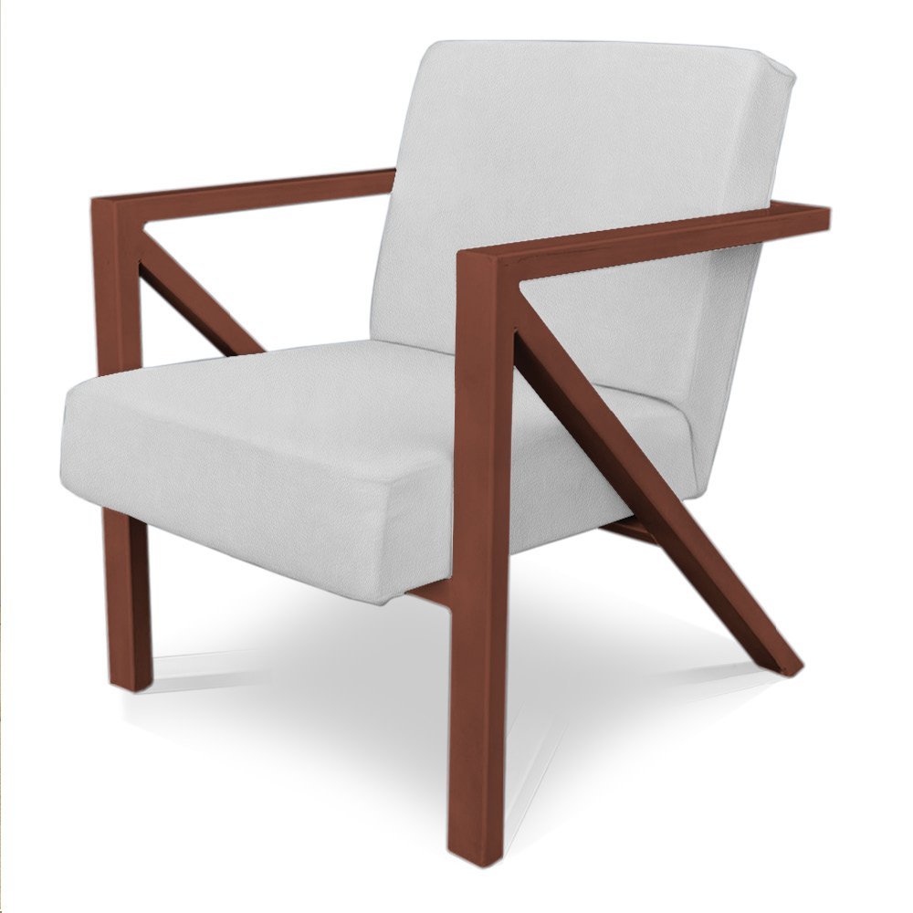 Poltrona Para Sala de Estar Angel Corano Base Metálica Cobre - Pallazio Branco | MadeiraMadeira