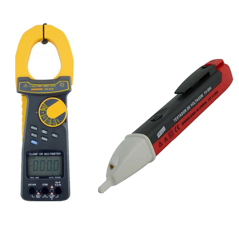 Kit Alicate Volt Amperímetro Va-318 True Rms Detector Tensão ...