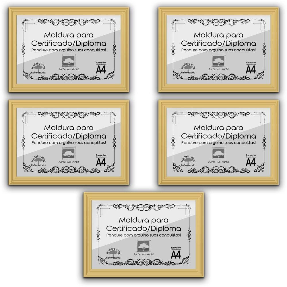 Kit 5 Certificados Diplomas A4 com Tela de Acetato e Mdf Titulos ...