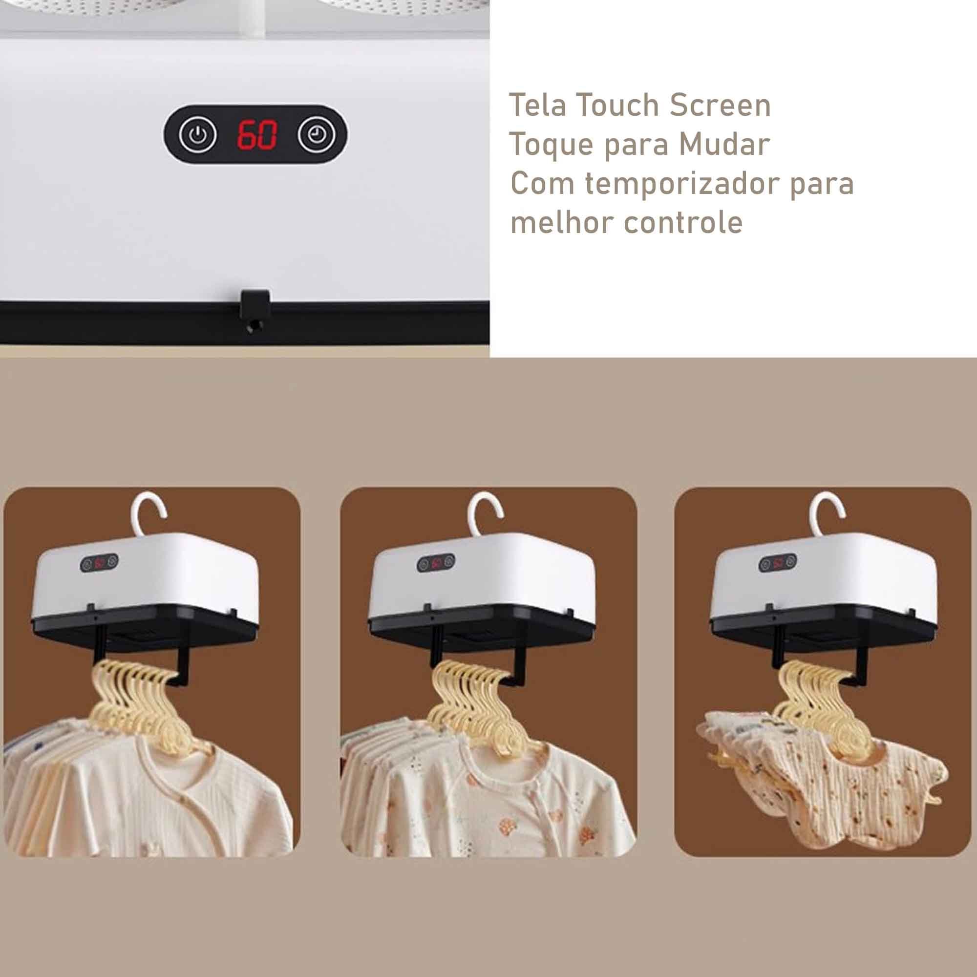 Secador de Roupas Portátil Elétrico Dobrável Aquecedor Temporização ...