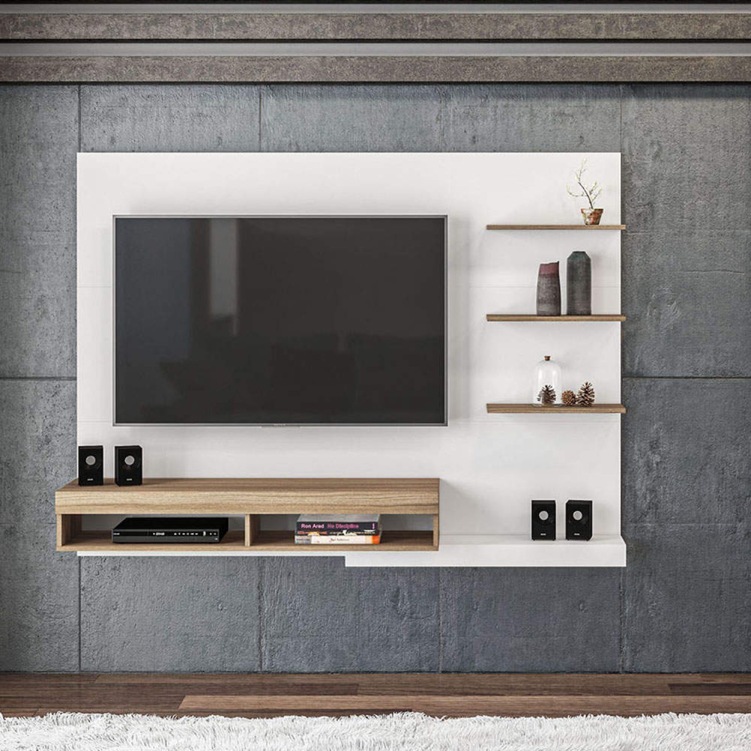 Painel para TV até 50 Polegadas 2 Nichos e 3 Prateleiras Fraiburgo ...