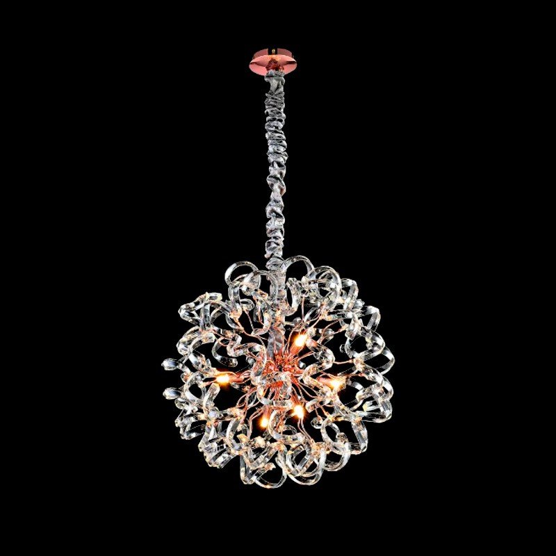 Pendente Londres 6L de Cristal K9 Transparente Corpo Rose 48 X 48cm ...