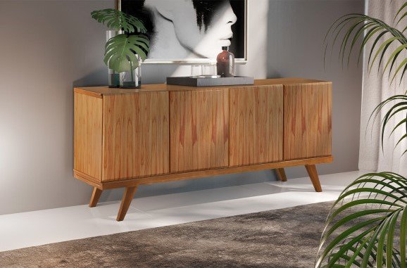 Buffet Confort 4 Portas Laminado 180cm Móveis Rafana Rafana Móveis ...