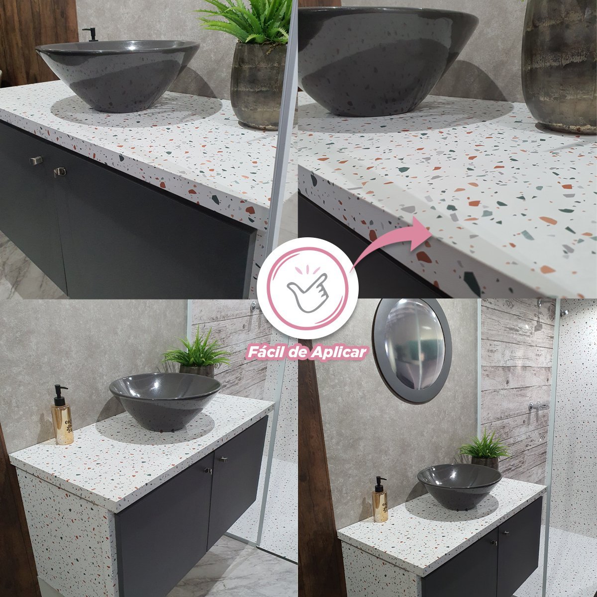 Adesivo Revestimento Texturizado Granilite Lavável - 6m X 60cm ...