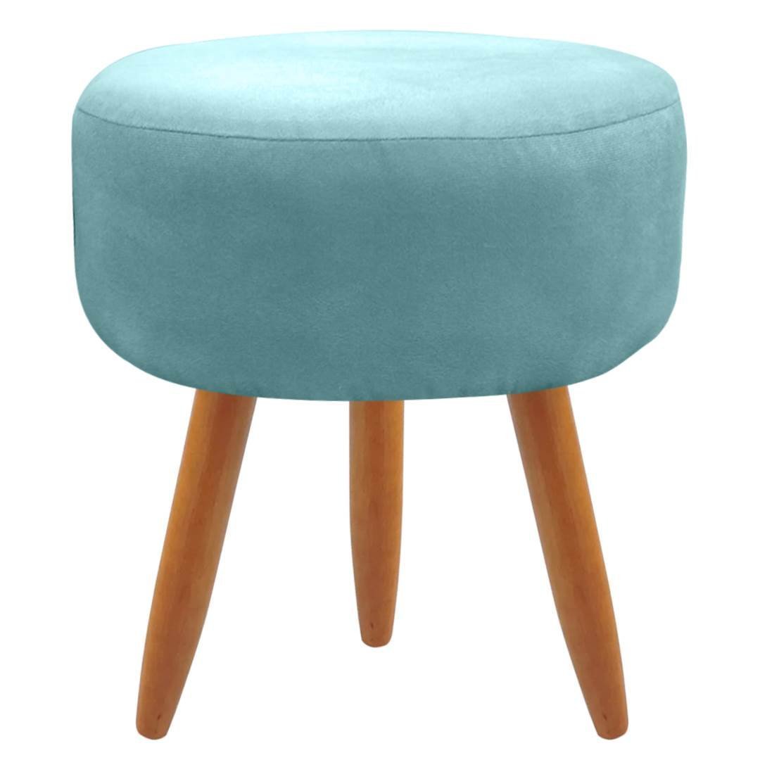 Puff Banqueta Redondo Classic Suede Para Sala Quarto Escritório:Azul ...