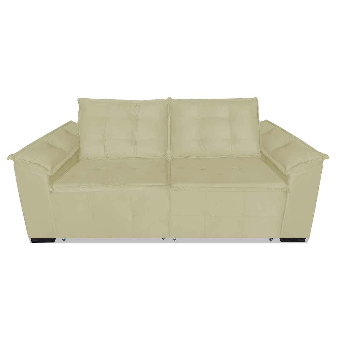 Sofá Retrátil 2 metros Kiev 3 lugares Corino Bege | MadeiraMadeira