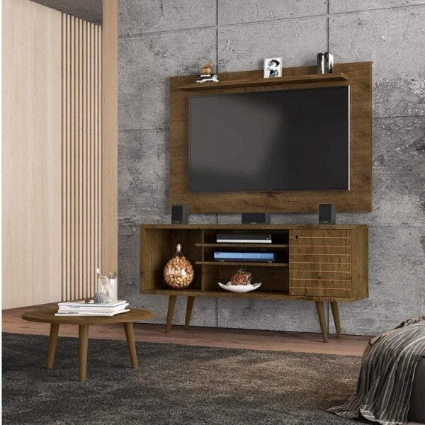 Conjunto Rack com Painel Safira e Mesa de Centro para TV até 50 Polegadas Móveis Bechara ...