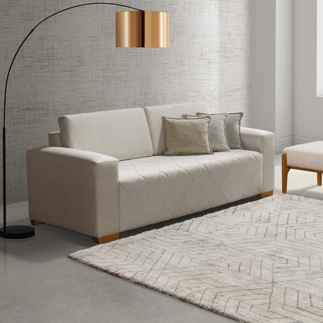 Sofá living 3 lugares Ares linho bege claro | MadeiraMadeira