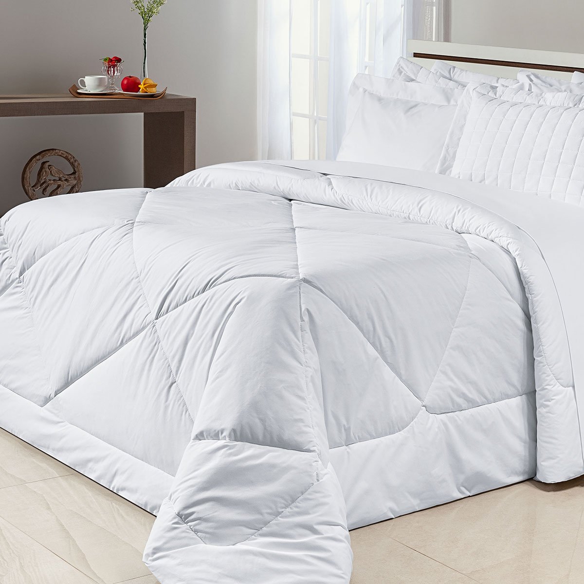 Edredom Liso King Size Branco 200 Fios 100% Algodão 2,80m x 2,70m Dupla ...