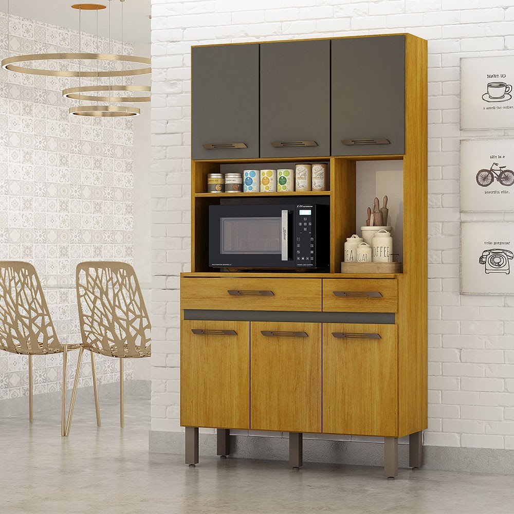 Armário de Cozinha New Ventura com 6 Portas e 2 Gavetas Mobilihouse ...
