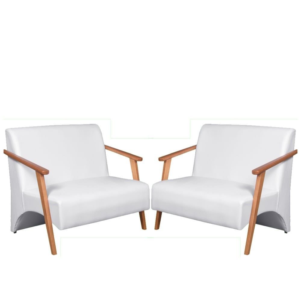 Kit 2 Poltronas Namoradeira Venus Braço Madeira Maciça Tecido Sintético ...