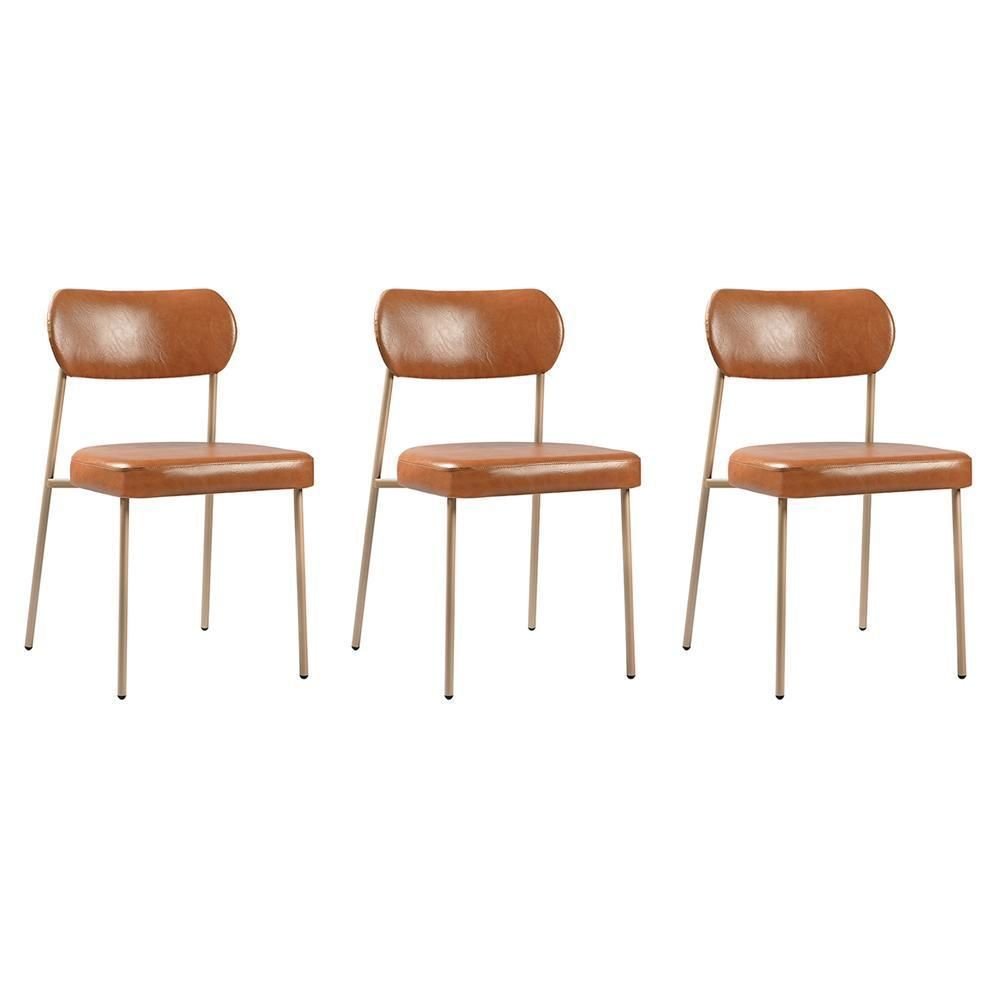 Conjunto 3 Cadeiras Lavínia Couríssimo Amarula/aço Champanhe - Salaone ...