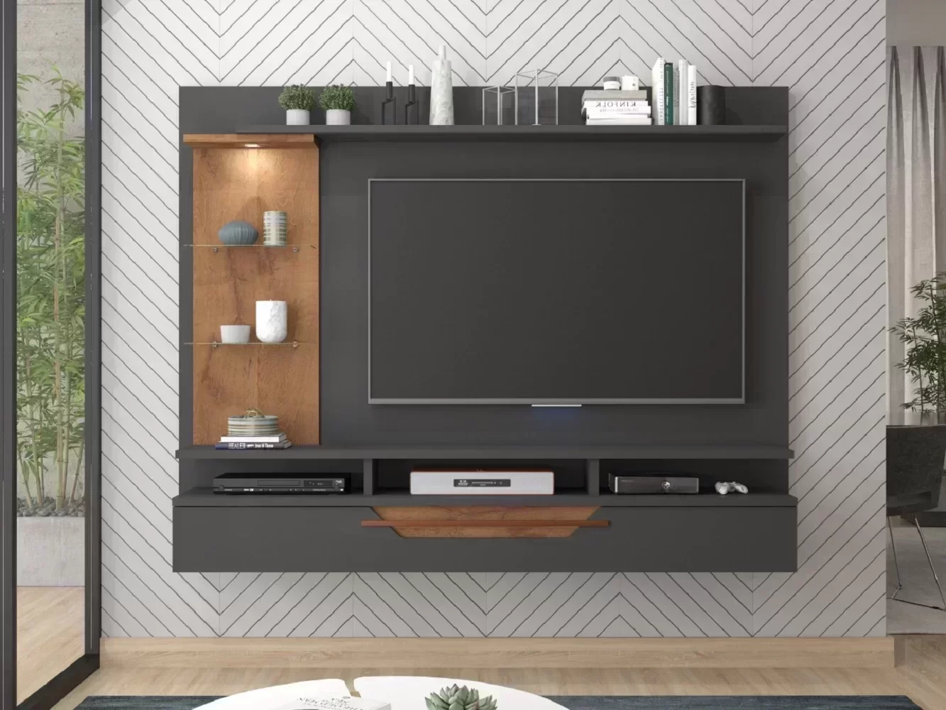 Painel para TV até 65 Polegadas com LED 1 Porta Lisboa Permobili | MadeiraMadeira