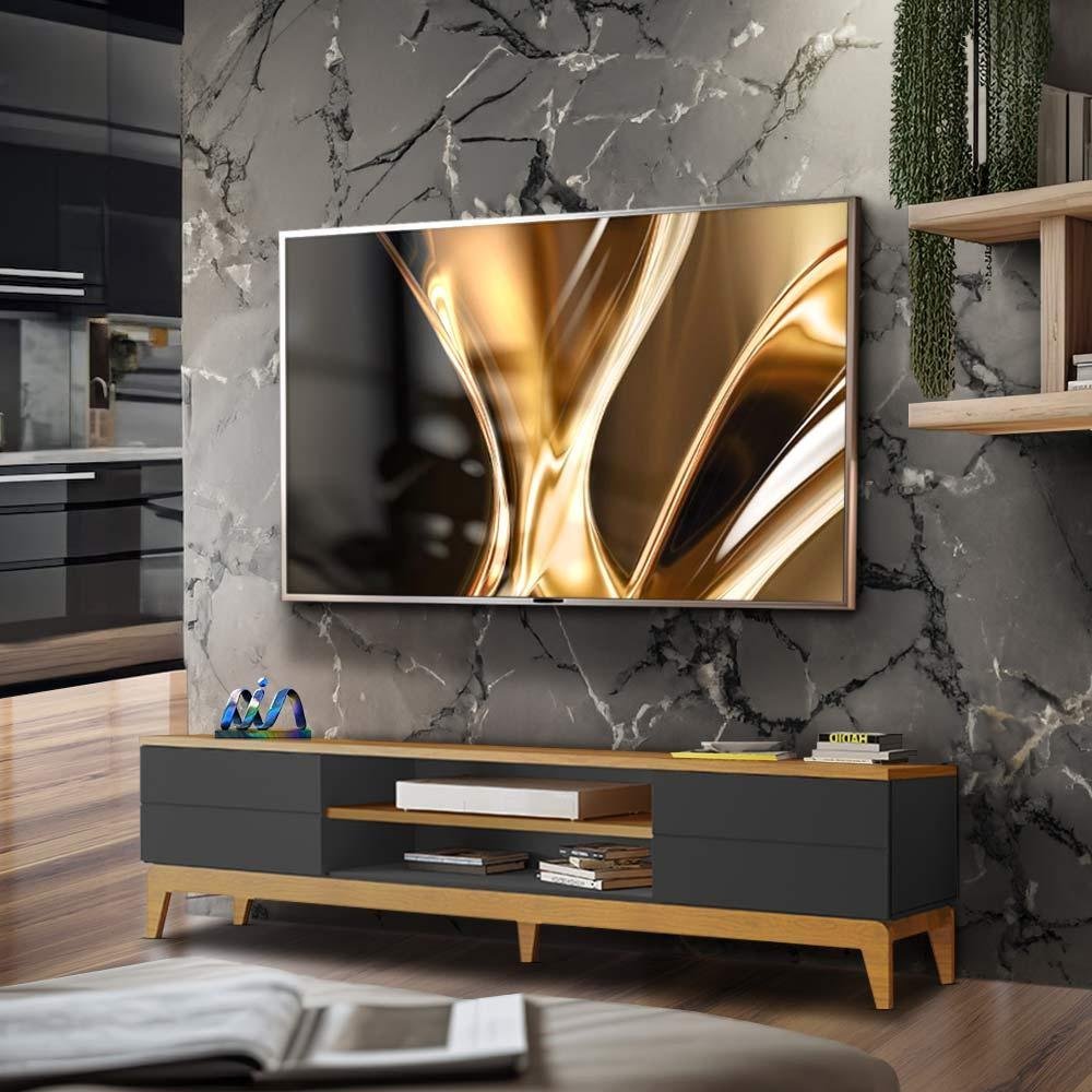 Rack Preto para Tv até 75 Polegadas - Luapa Móveis | MadeiraMadeira