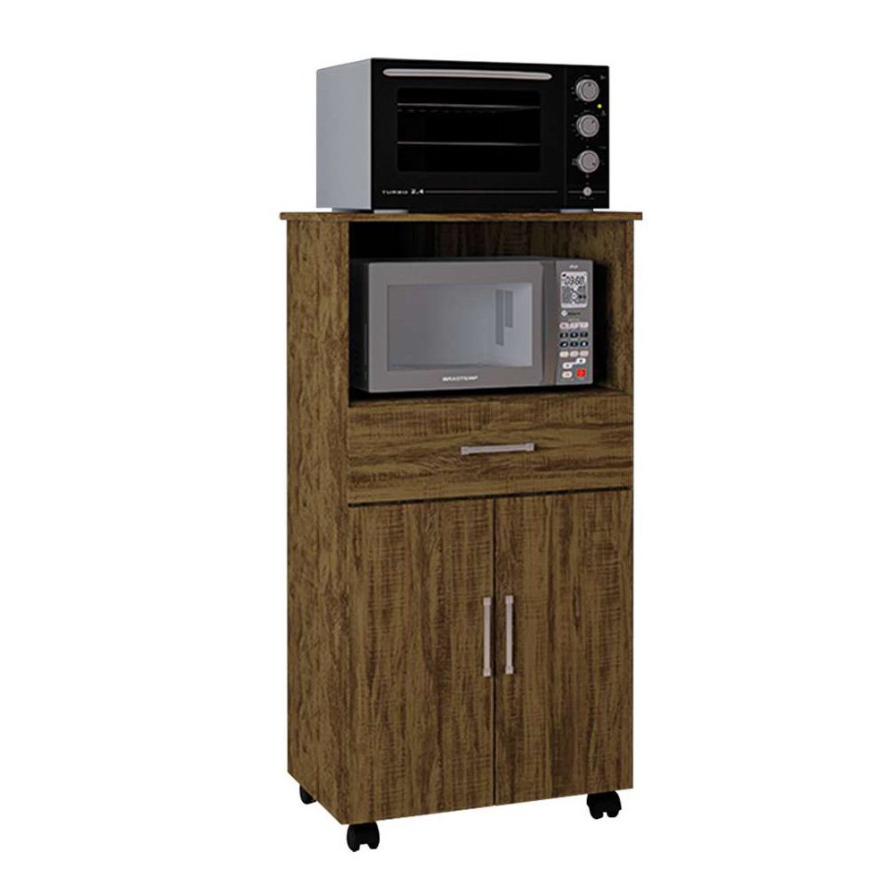 Balcão Multiuso com 2 Portas e Gaveta Ipê - Amêndoa Wood | MadeiraMadeira