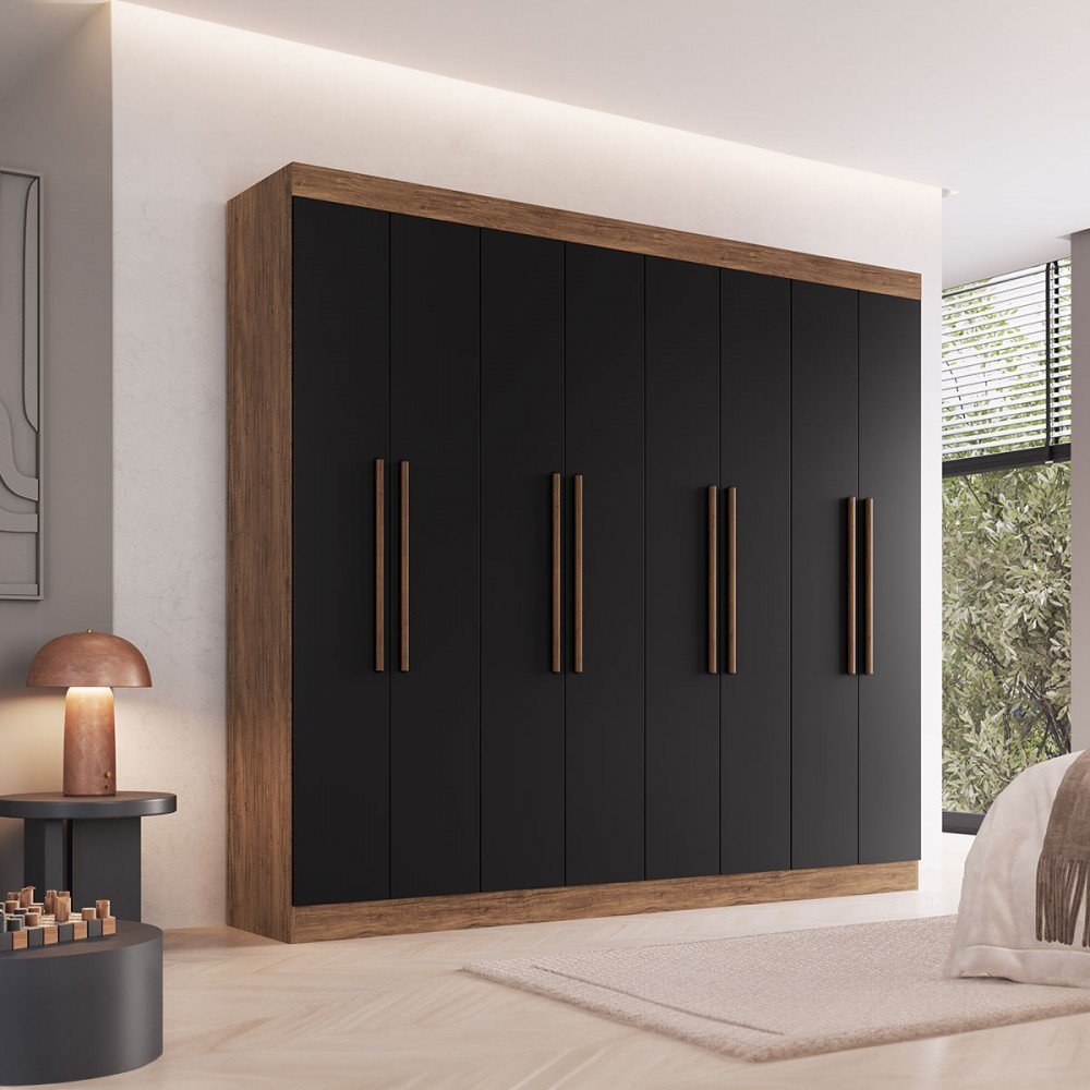 Guarda-roupa Casal Califórnia 8 Portas 4 Gavetas 100% Mdf Castanho ...