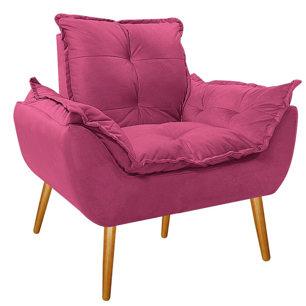 Kit Poltrona e Puff Opala Palito Corano Pink - ADJ Decor | MadeiraMadeira