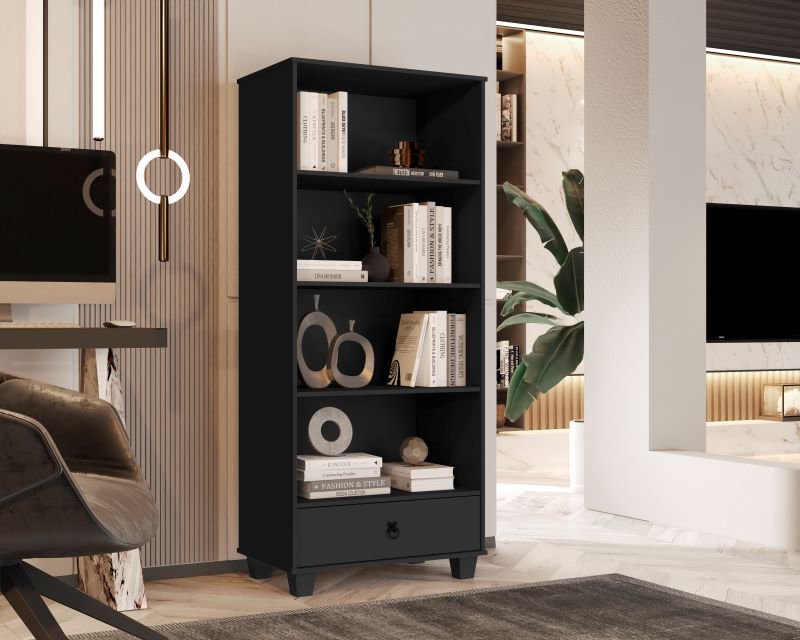 Estante Livreiro Multiuso/Organizador Duda preto -JALMAC CNM | MadeiraMadeira