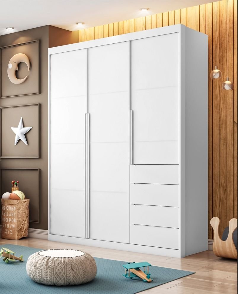 Guarda Roupa Branco 3 Portas e 4 Gavetas Pérola Branco - Phoenix Baby ...