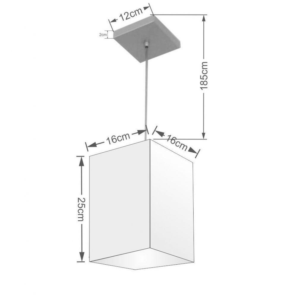 Kit 2 Pendente Md-4007 Quadrado 25/16x16cm Preto Bivolt | MadeiraMadeira
