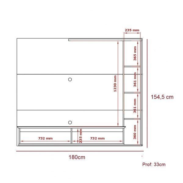 Painel para TV até 52 Polegadas 1 Porta 4 Nichos Sublime Patrimar ...