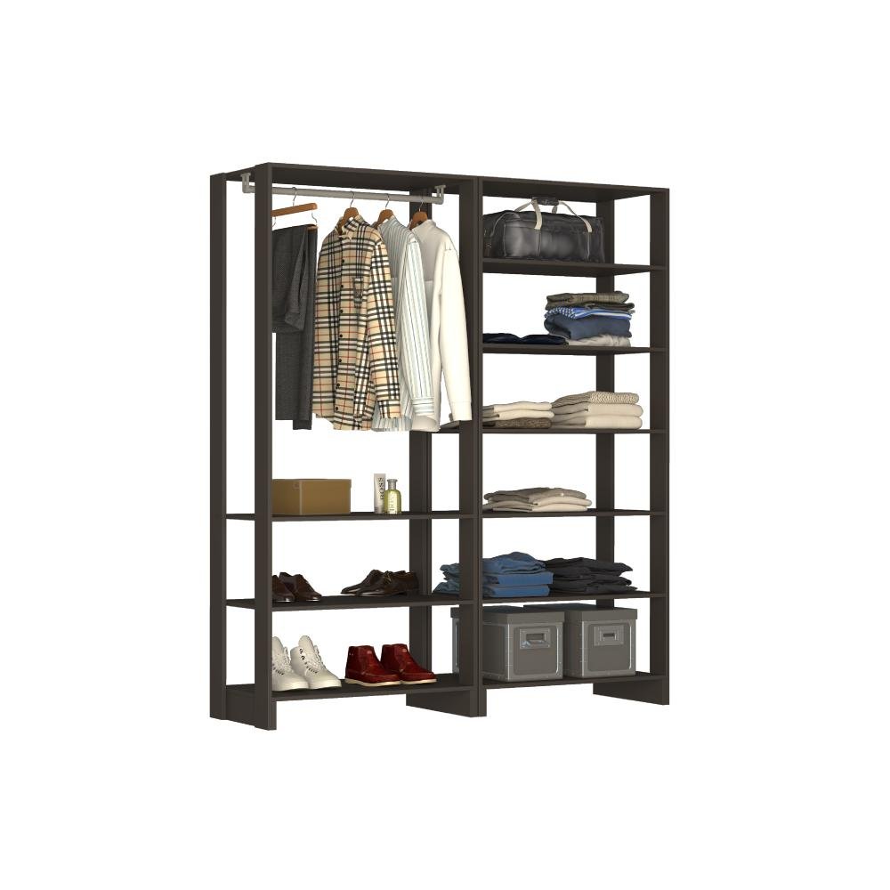 Estante Closet Yes 160cm com 9 Prateleiras - Grafite | MadeiraMadeira