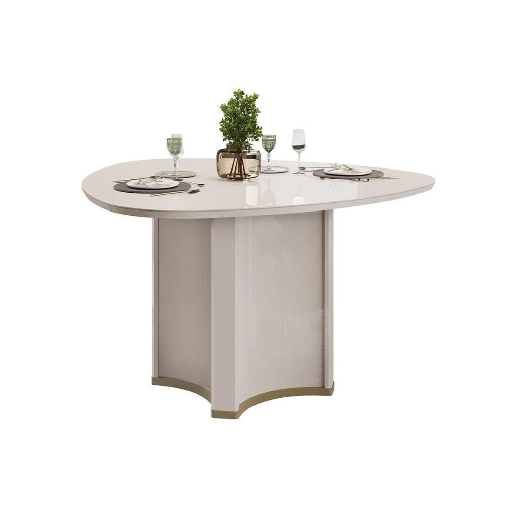 Mesa de Sala Jantar Chanel C/ Tampo Madeirado C/ Vidro Orgânico ...