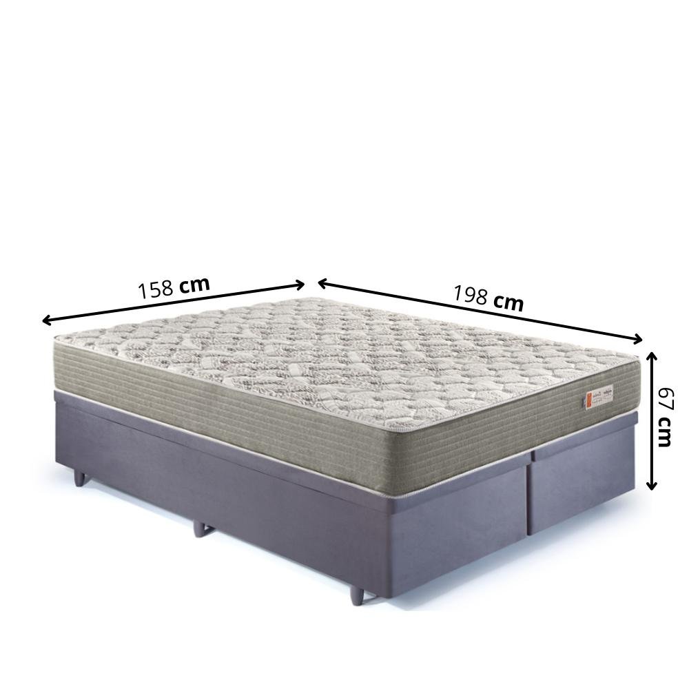 Base Box Baú Queen 158x198 Suede Cinza com Colchão Ecoline D40 Espuma ...