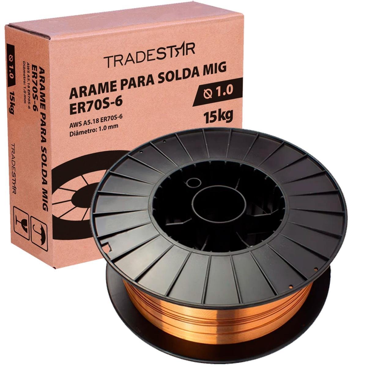 Arame Solda Mig com Gás 1,0mm Rolo 15kg Er70s-6 Tradestar | MadeiraMadeira