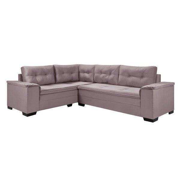 Sofá de Canto 5 Lugares Suede Aveludado Viena Império Estofados | MadeiraMadeira