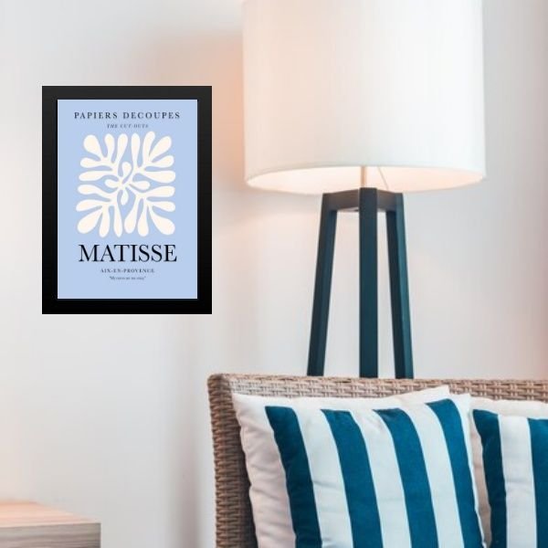 Quadro Poster Arte Matisse Azul e Branco 24x18cm - com Vidro:moldura ...