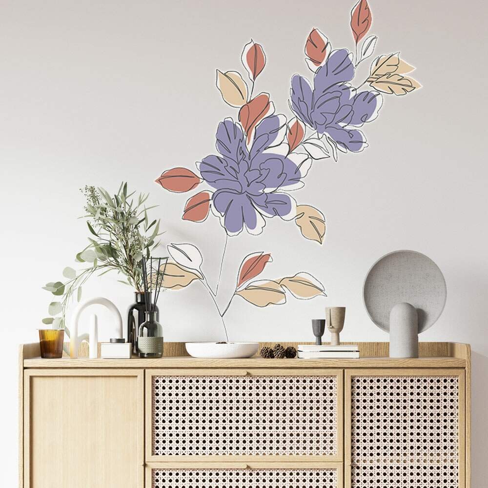 Adesivo de Parede Flores Lilas-Extra Grande 85x70cm | MadeiraMadeira