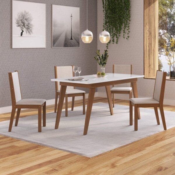 Conjunto Sala de Jantar 4 Cadeiras Gurundi CabeCasa MadeiraOriginals ...