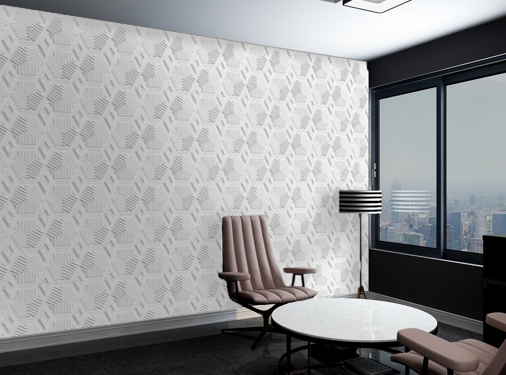 Kit com 12 Placas Hexagonal 3D Revestimento de Parede Branco 50x50cm ...