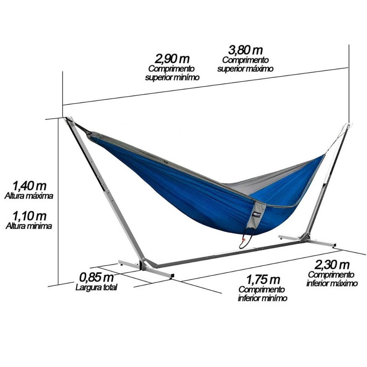 Suporte para Rede Portátil Descanso Dormir Desmontável Grande 3,80x1 ...