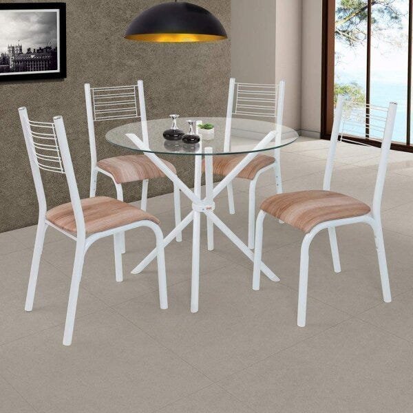 Conjunto de Mesa Redonda com 4 Cadeiras Camila Clássica Ciplafe ...