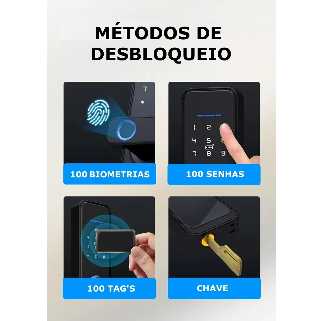 Fechadura Digital Eletrônica Biométrica Primebras - Miami | MadeiraMadeira