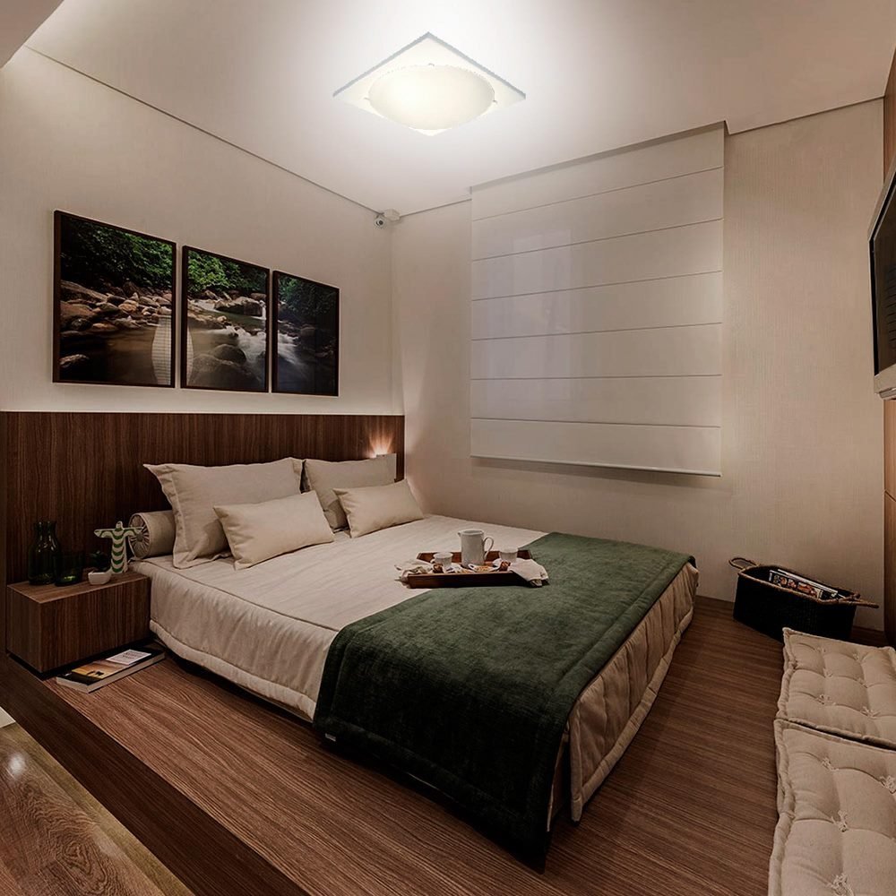 LUMINÁRIA PLAFON QUADRADO MED C/PINO BRANCO - 2011 MED BR | MadeiraMadeira