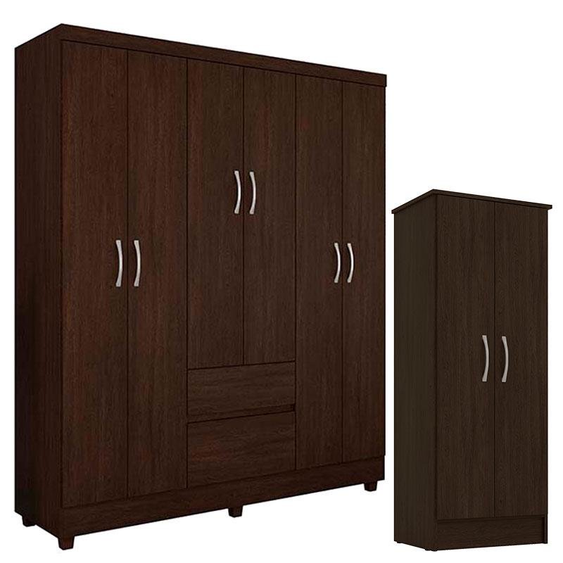 Guarda Roupa Flash 2 e Armário Multiuso Viena Ébano Touch - Demóbile ...