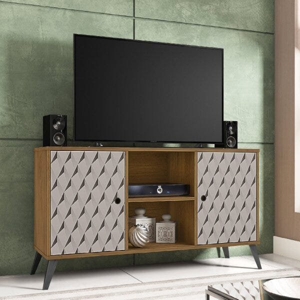 Rack para TV até 50 Polegadas 2 Portas e Prateleira Cancun Moveis Leão ...