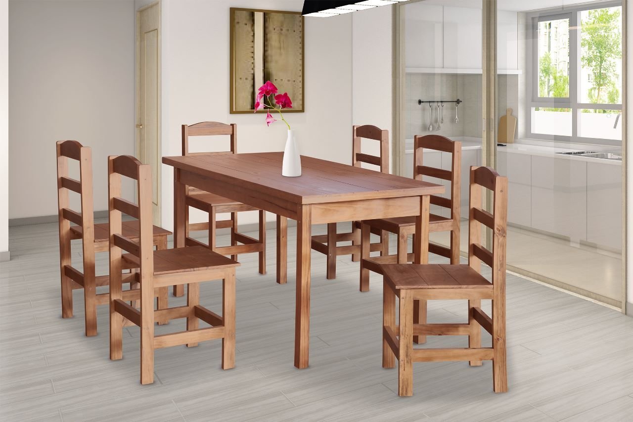 Conjunto de Mesa 1,40 com 6 Cadeiras Imbuia Priscila | MadeiraMadeira