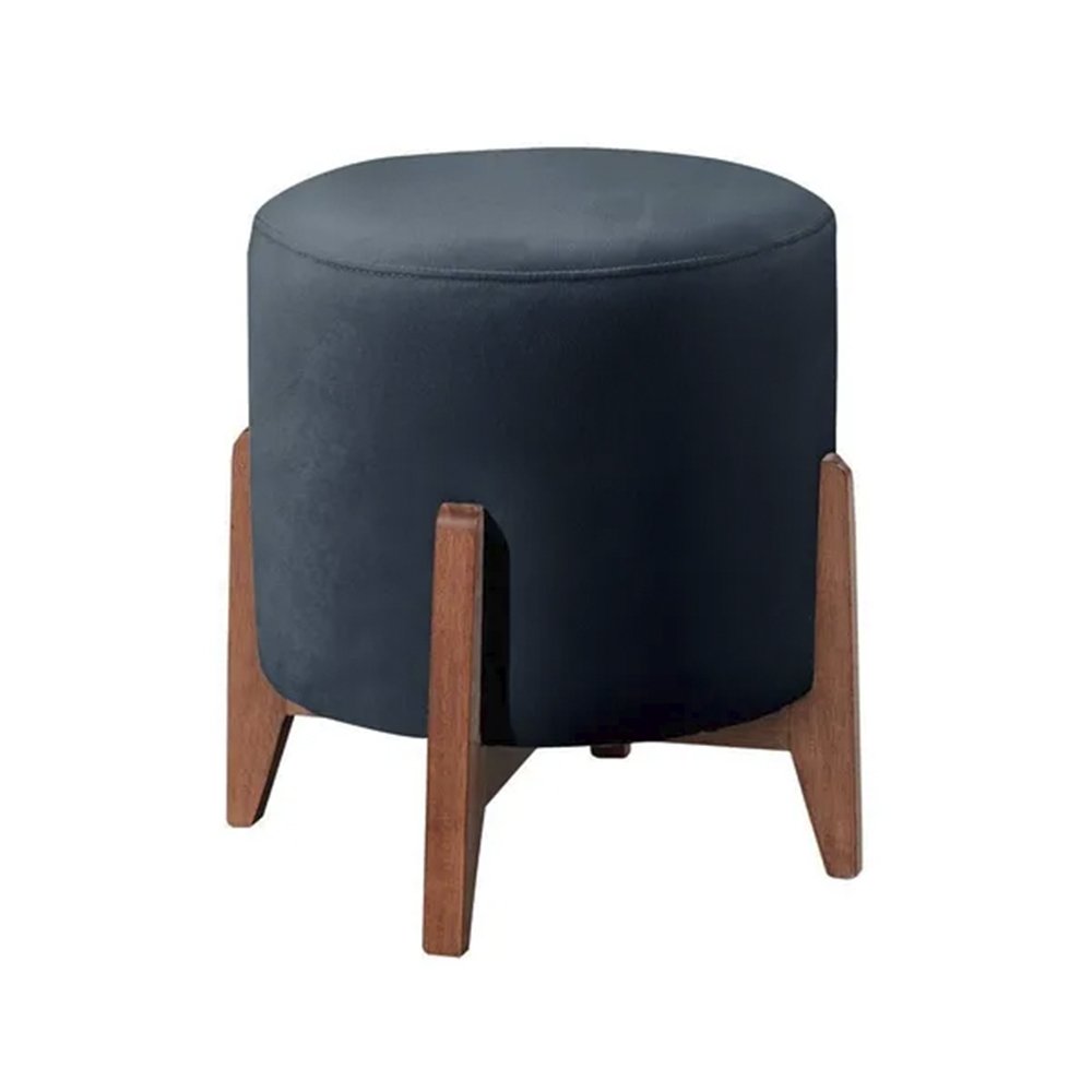 Puff Redondo Luxo Thor 4 Pés em Madeira:Veludo Verde | MadeiraMadeira