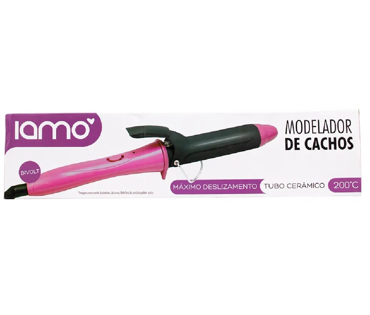 Modelador de Cachos Cerâmica 200°c Rosa Bivolt Ondula Cabo Giratório ...