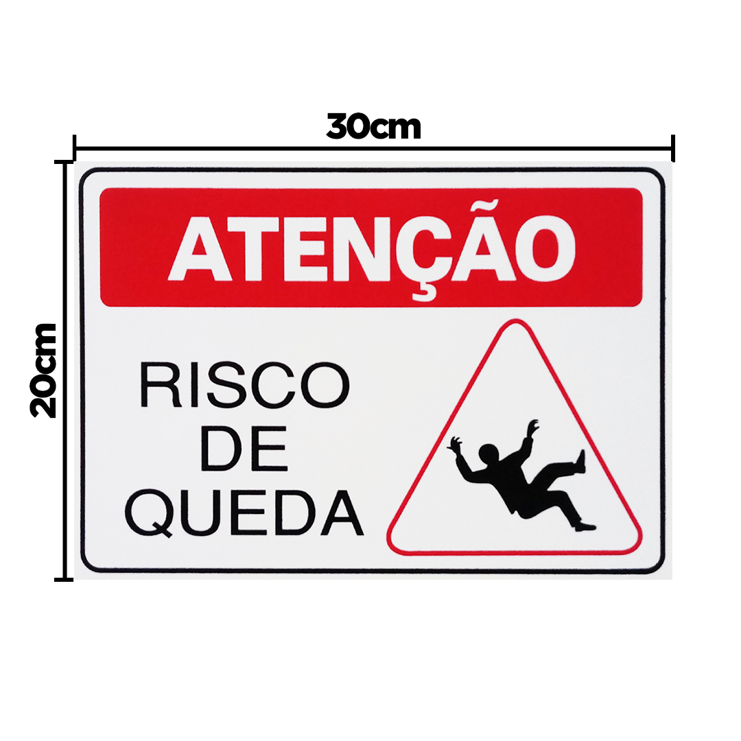 Combo 6 Placas De Sinalização Atenção Risco De Queda 30x20 Acesso - S ...