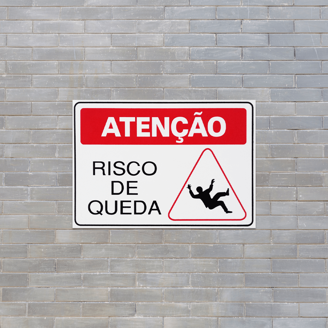 Combo 6 Placas De Sinalização Atenção Risco De Queda 30x20 Acesso - S ...