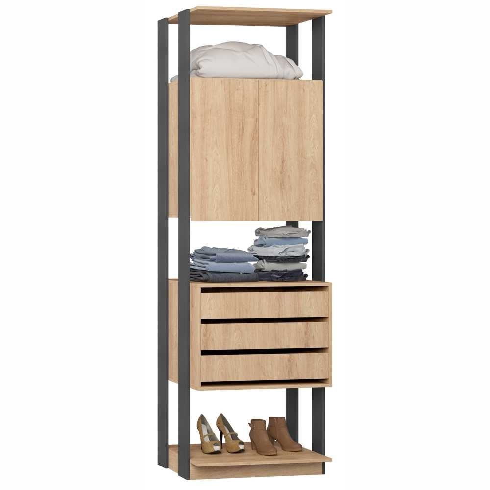 Closet Componível 2 Portas 3 Gavetas 70cm 1006 Clothes BE Mobiliário ...