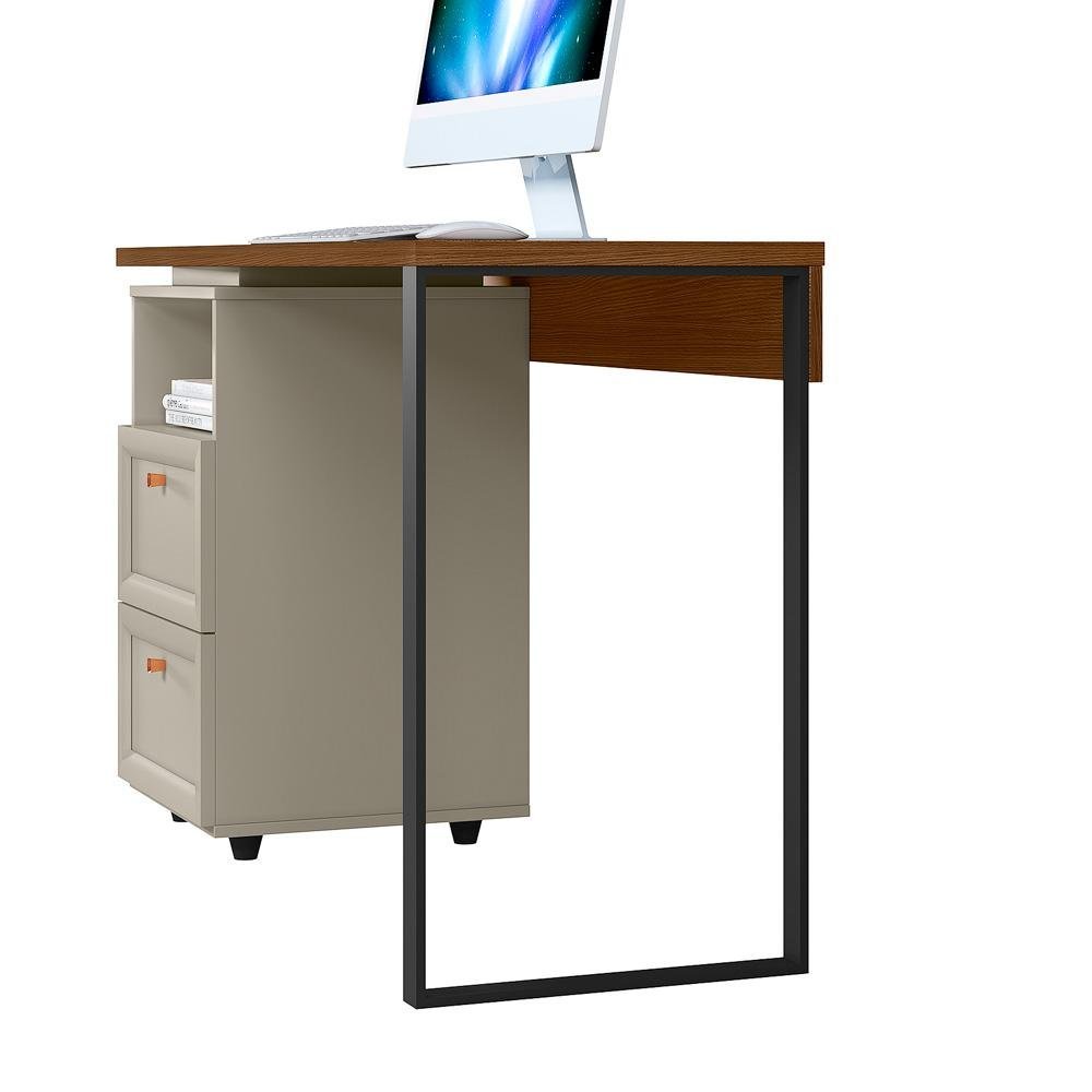 MESA DE COMPUTADOR DESIGN 1.4 CARVALHO/ OFF WHITE- LINEA BRASIL ...
