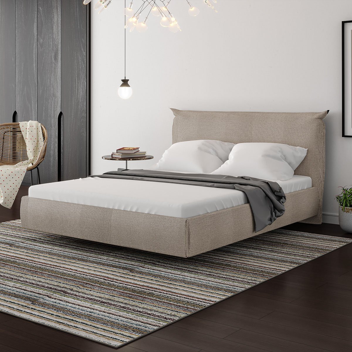 Cama Flutuante Star Casal em Linho Sky Box Bege | MadeiraMadeira