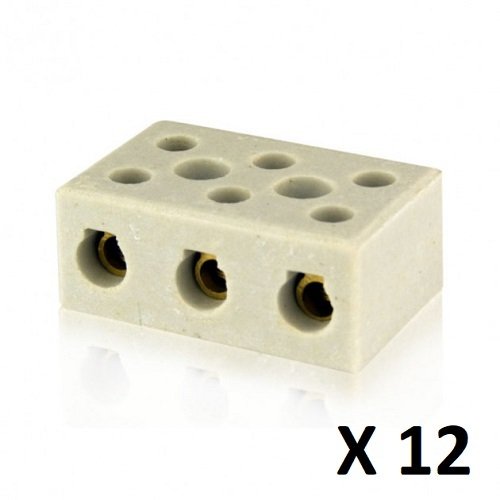 Conector de Porcelana Tripolar para Fio 10mm² Foxlux - Kit C/12 ...